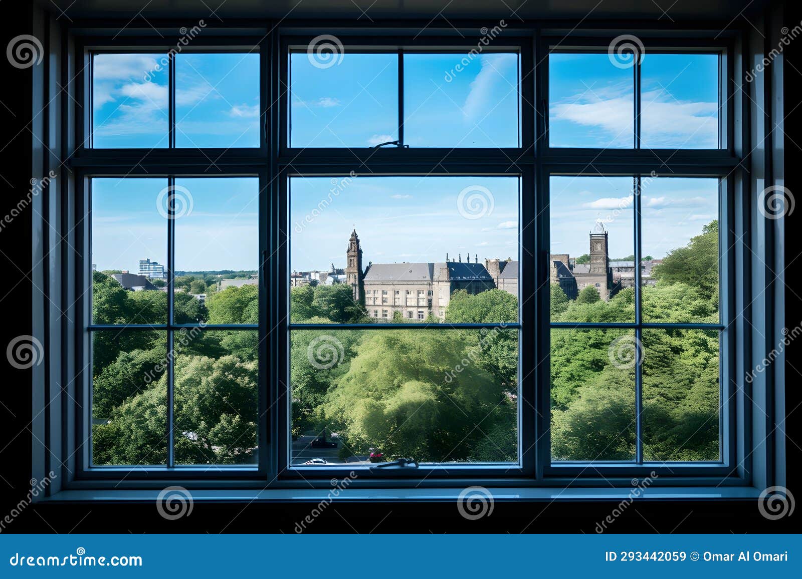 A View of a Castle through a Window.Window View from University Window ...