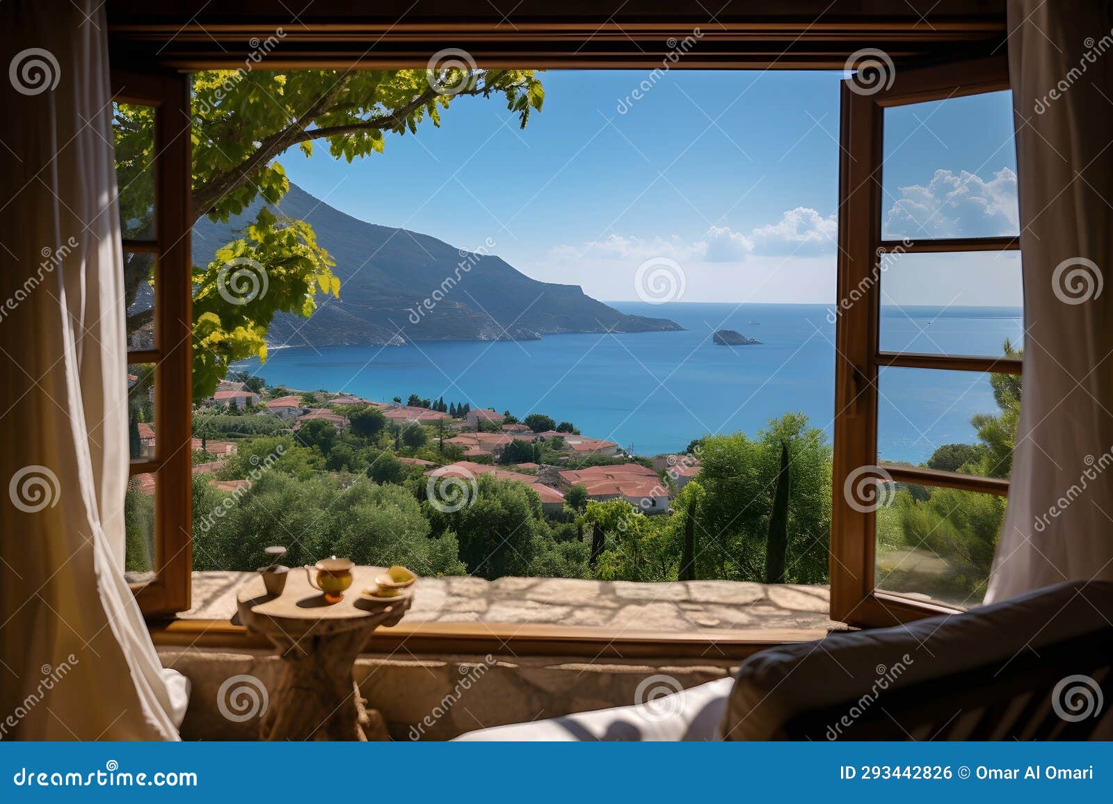 A Bedroom with a View of the Ocean.Window View from Villa Window ...