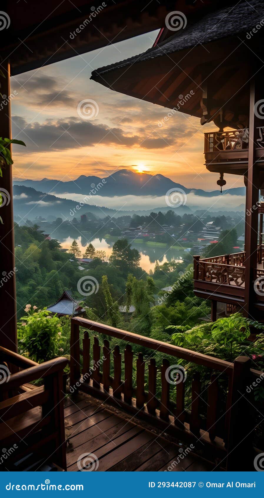 A Balcony with a View of the Mountains.Window View from Wooden Window ...