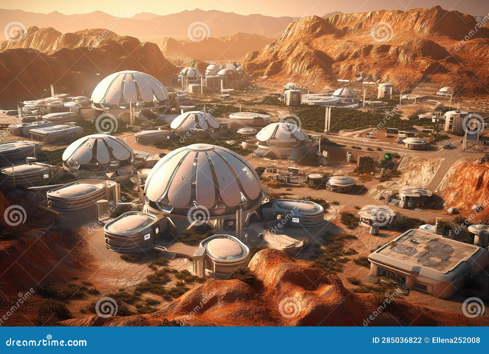 Generated AI Concept of a Future Human Spaceship Landing on Mars Planet ...