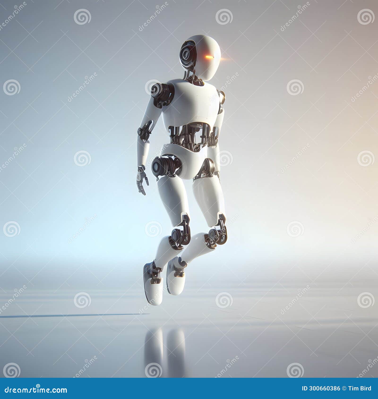 Humanoid Robot Floating in Empty Abstract Space Stock Photo - Image of ...