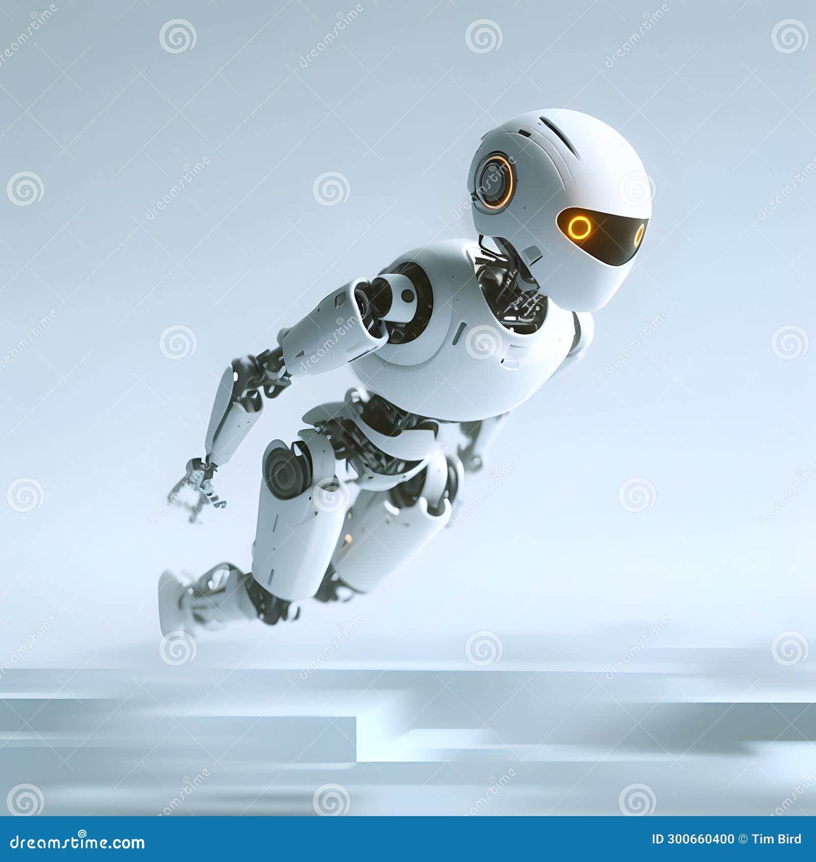 Humanoid Robot Floating in Empty Abstract Space Stock Photo - Image of ...