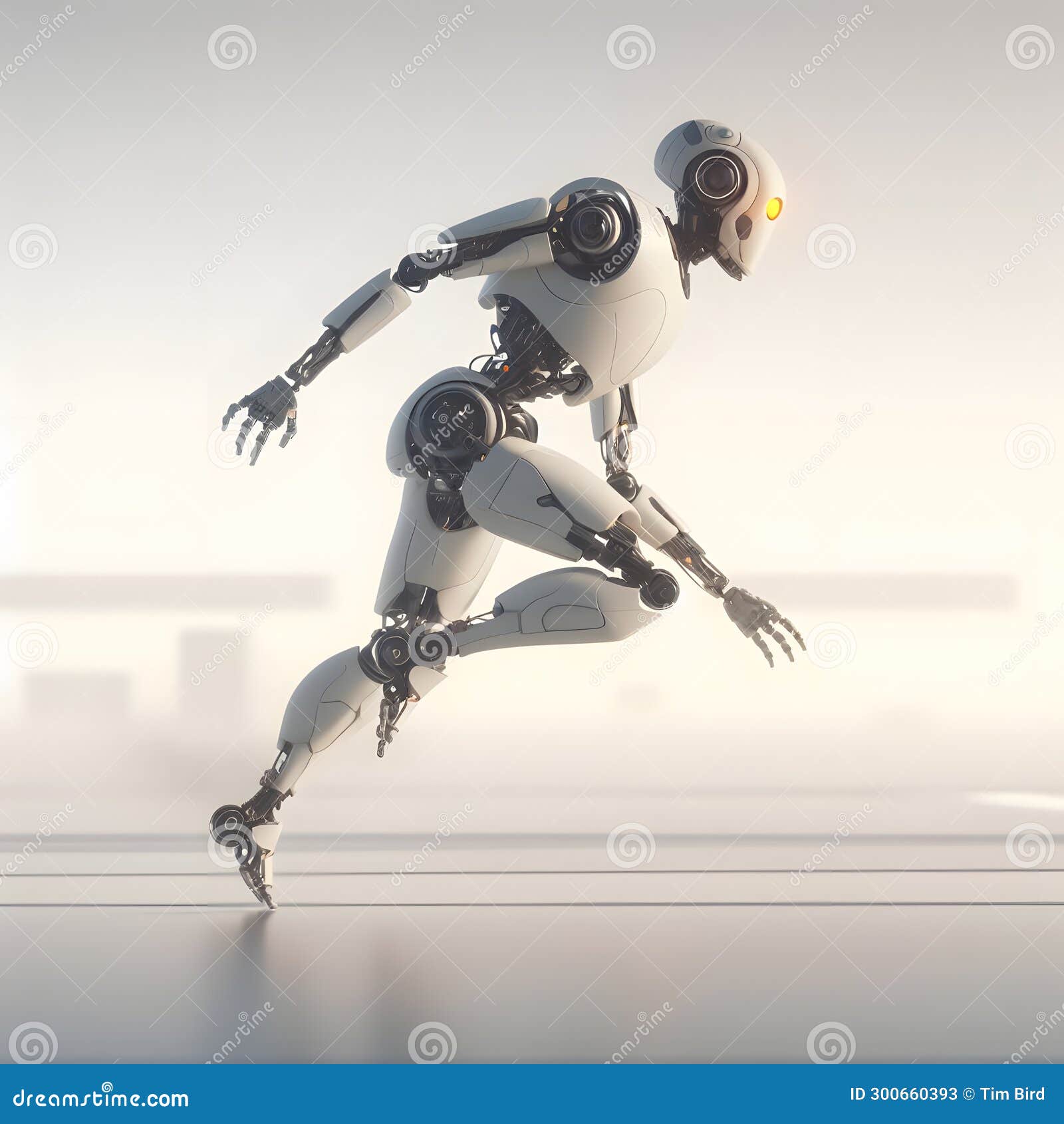 Humanoid Robot Running in Empty Abstract Space Stock Image - Image of ...