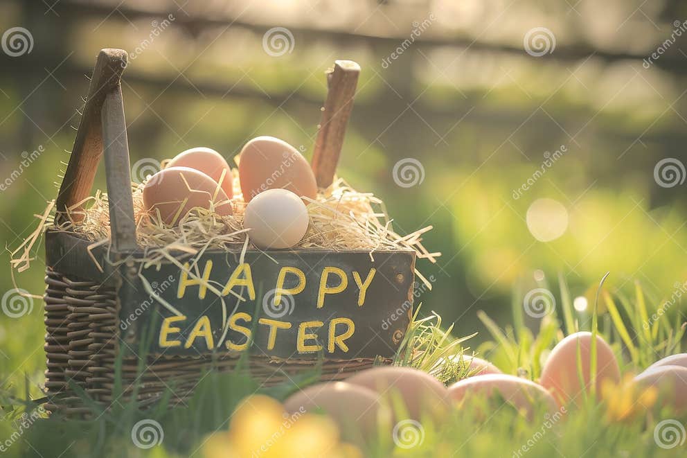 Happy Easter Illustration Techniques Eggs Pastel Powder Blue Basket ...