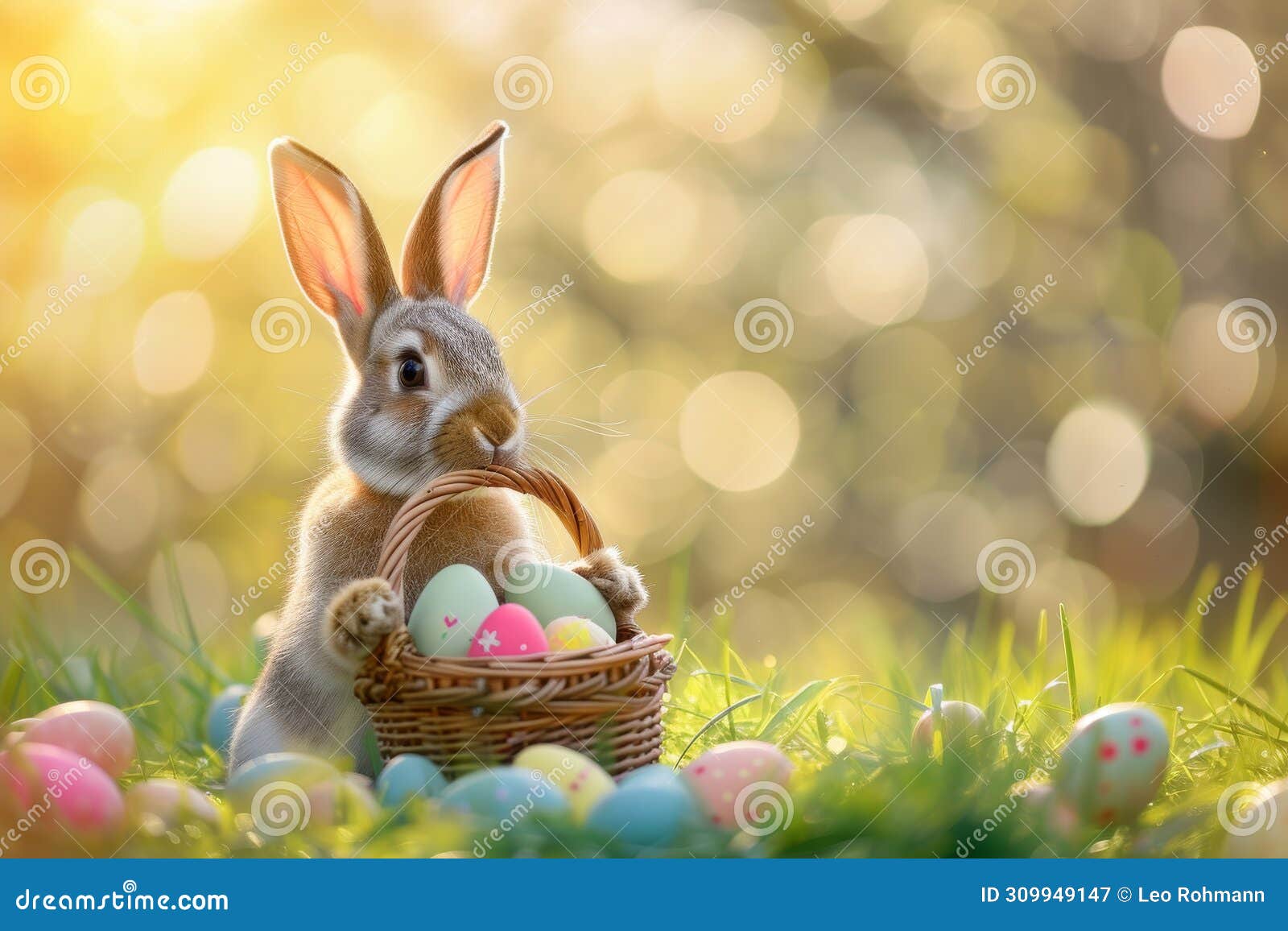 Happy Easter Jesus Christ Eggs April Basket. White Easter Customs Bunny ...