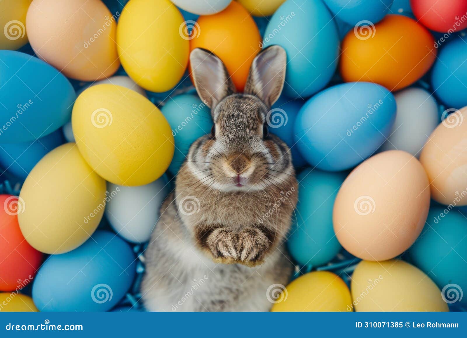 Happy Easter Material Properties Eggs Misty Mountains Basket. White ...