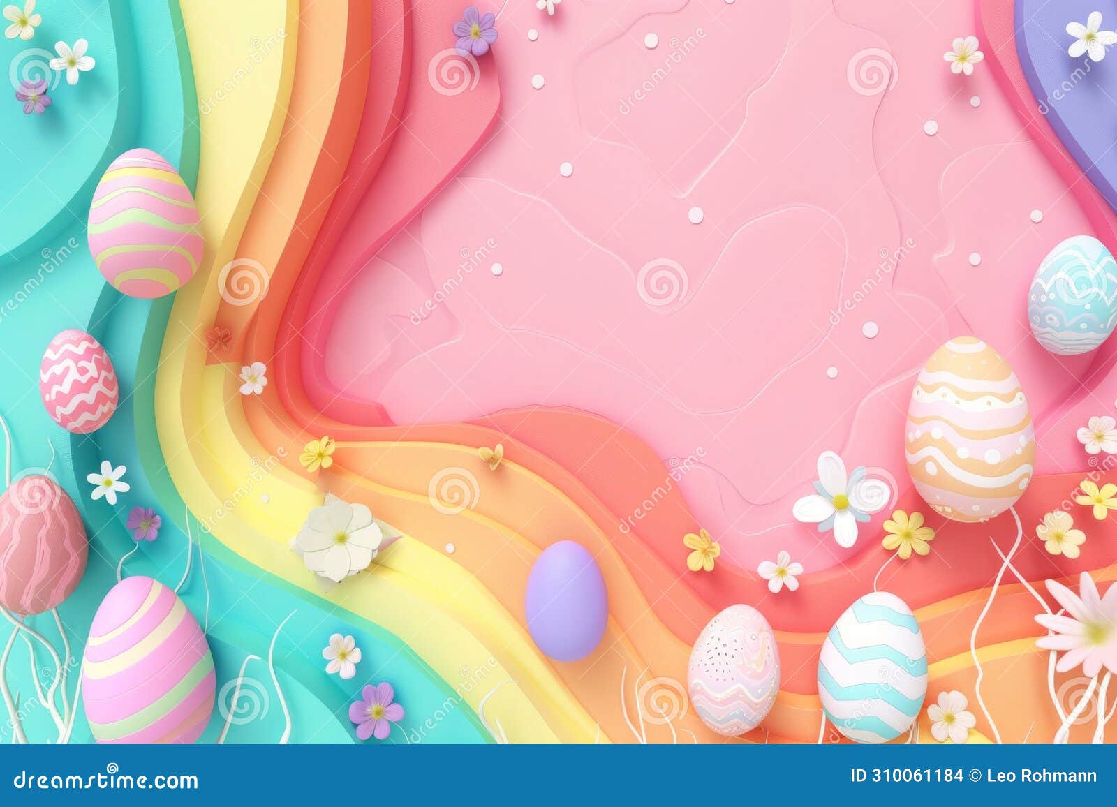 Happy Easter Pale Eggs Easter Egg Hunt Contest Basket. White Rose Pink ...