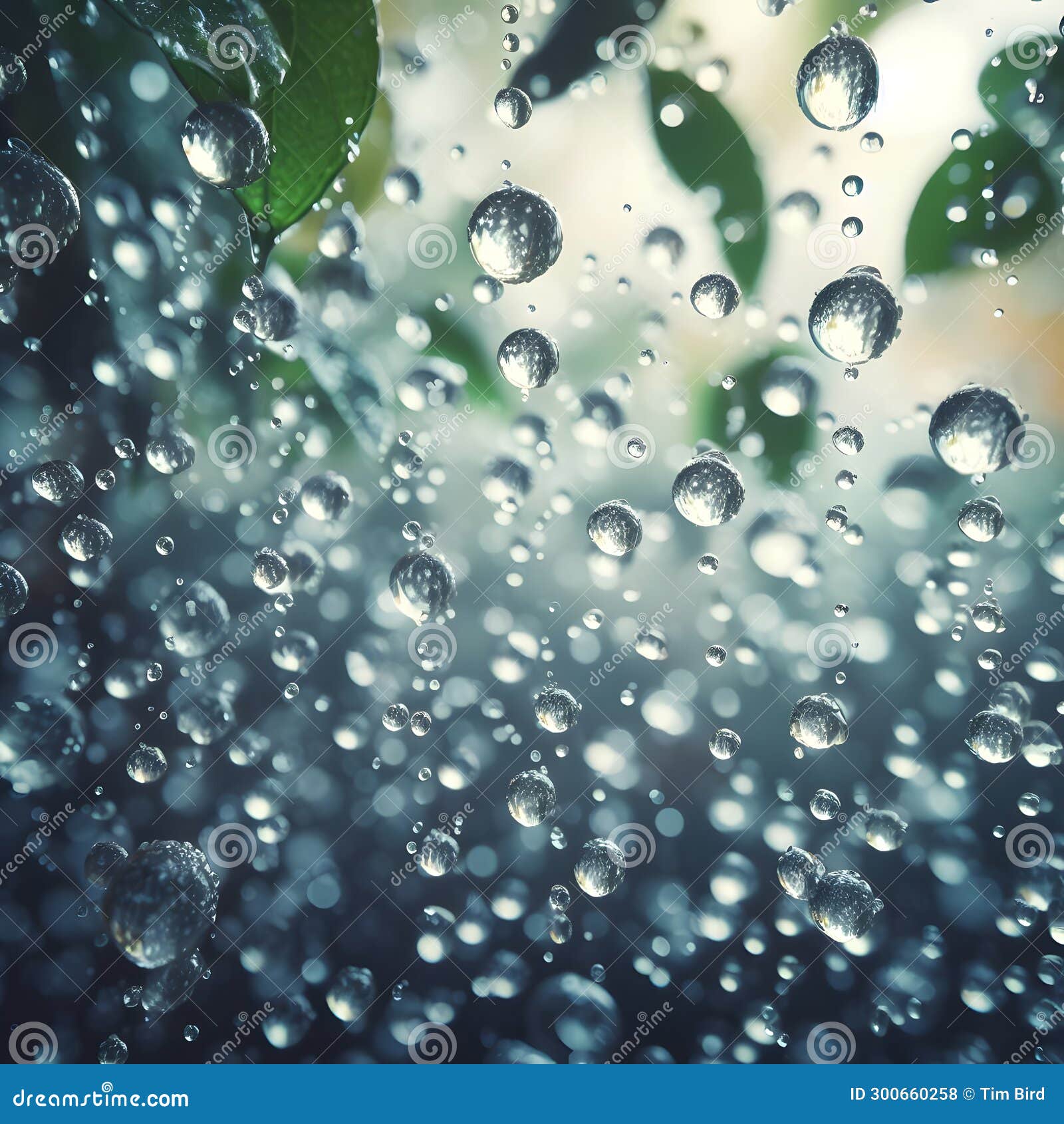 Large Falling Water Drops in Leafy Scene Stock Photo - Image of leaf ...