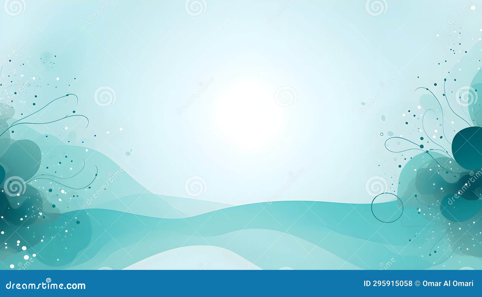A Blue Abstract Background with Bubbles and Swirls. Abstract Cyan ...