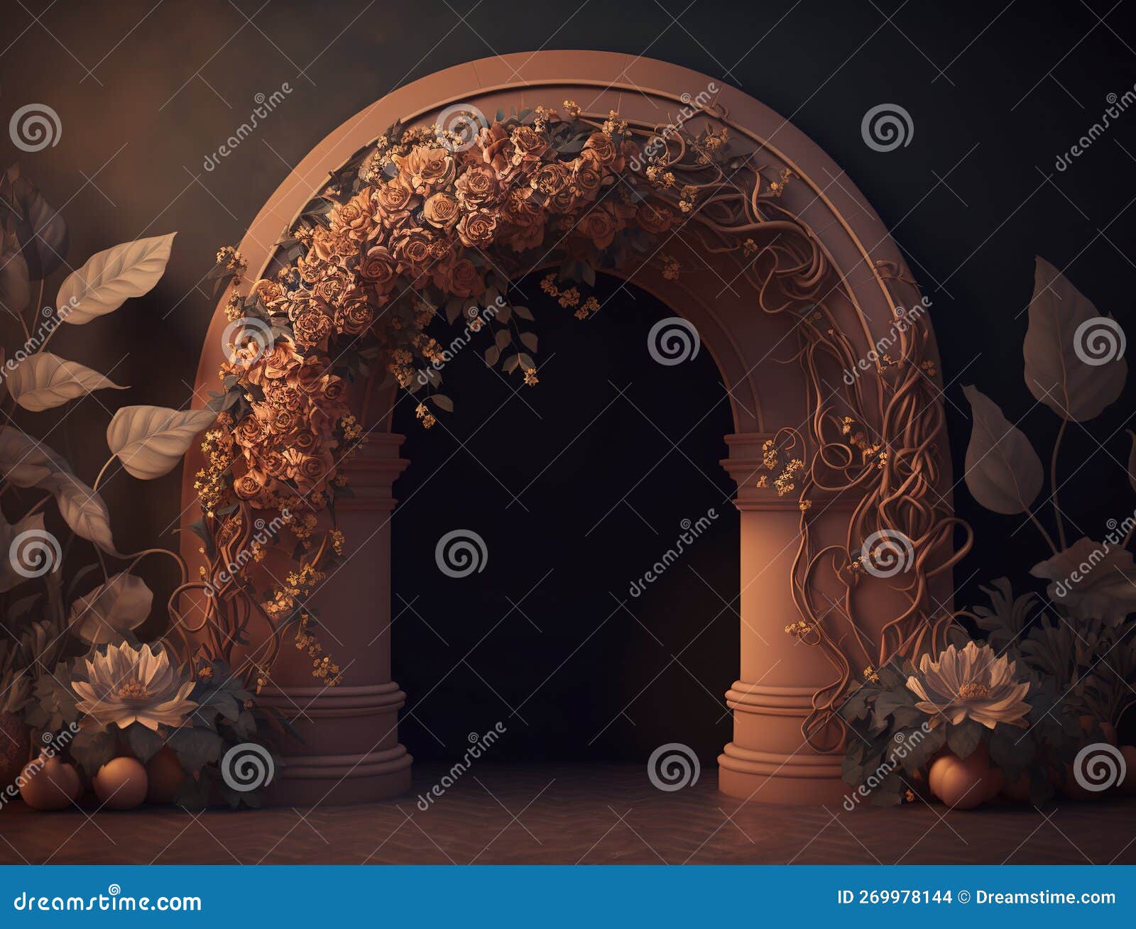 Generated AI Muted Elegance: Delicate Terracotta Flower Arch for ...