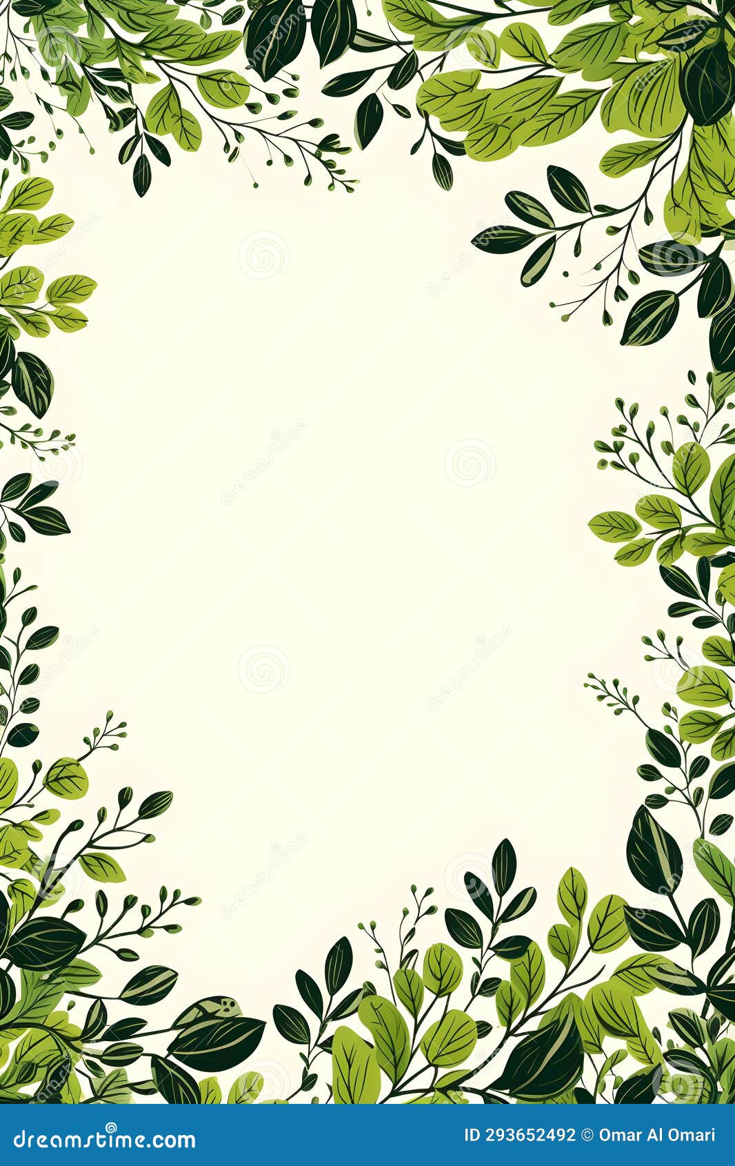A Square Frame with Green Leaves on a White Background. Abstract Lime ...