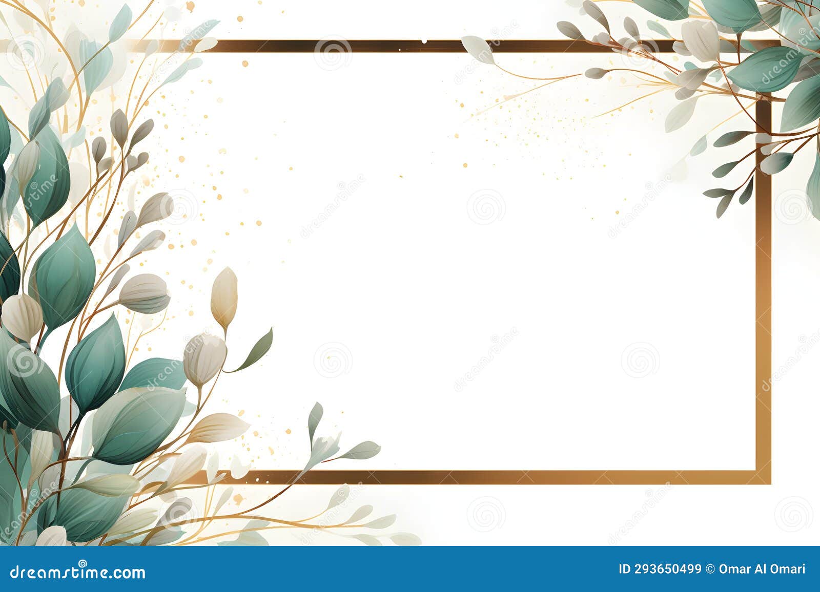 Frame With Mint Hand Drawn Herb And Wildflower Silhouette For Wedding ...