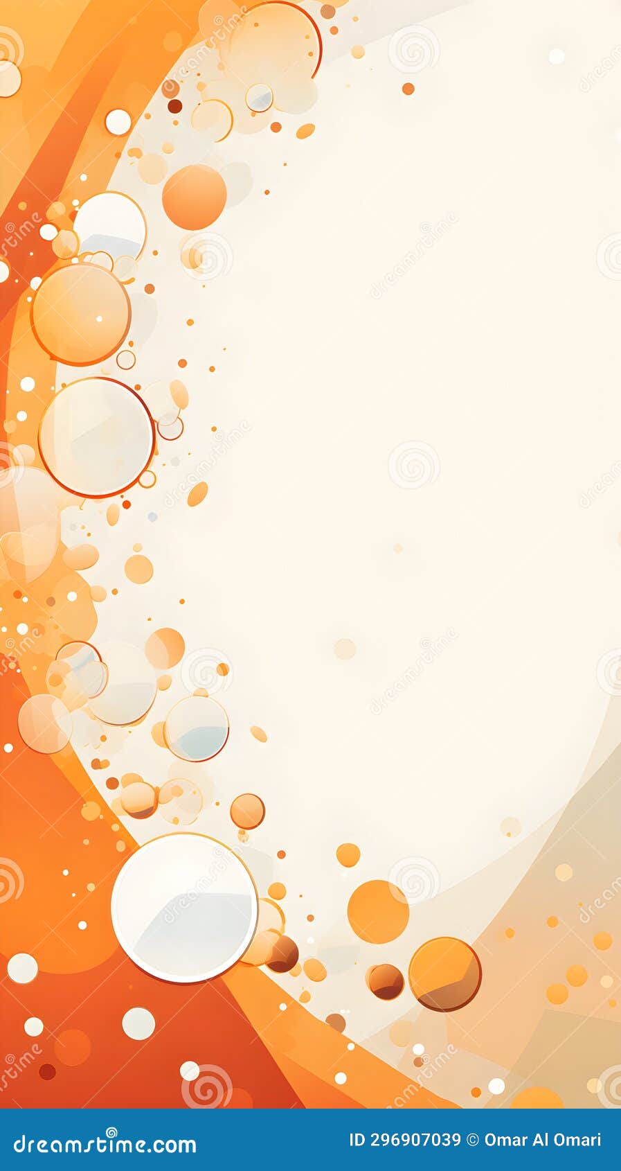 An Orange and White Background with Bubbles. Abstract Orange Celestial ...