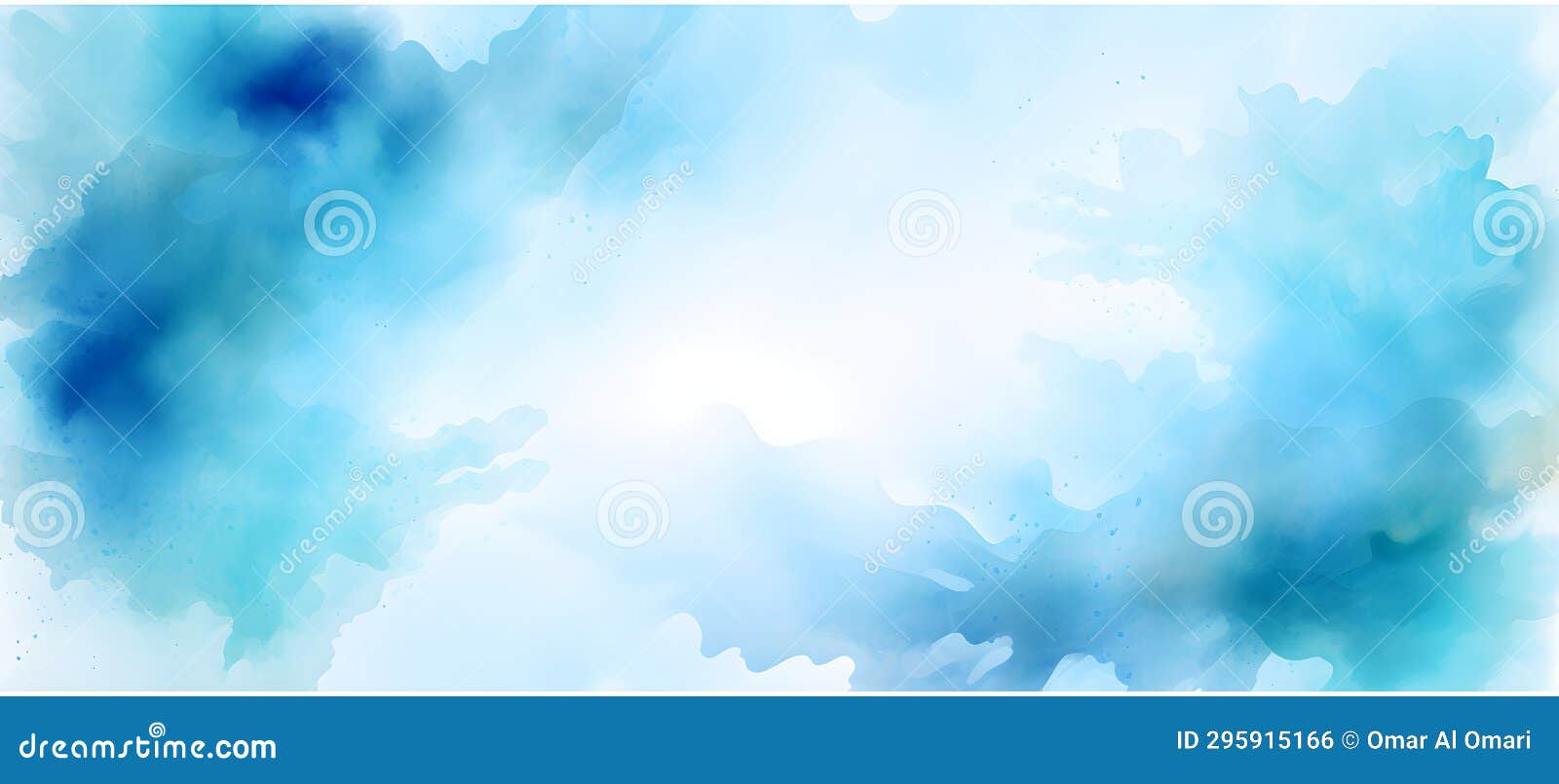 A Blue and White Background with Lots of Watercolor. Abstract Cyan ...
