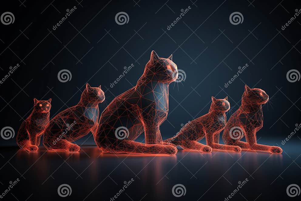 Generated Cats Created Using Shapes and Forms in a Digital Program. Generative AI Stock ...