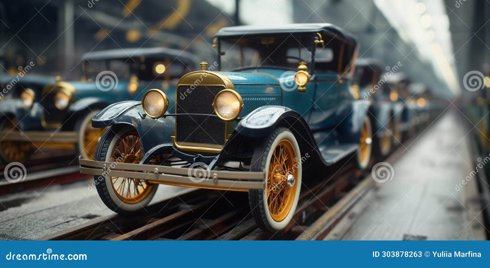 Retro Car Assembly Line in the 1920. Automotive Industry. Stock ...