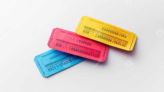 Colorful Trio: Vibrant Raffle Tickets Adding Pop To Events Stock ...
