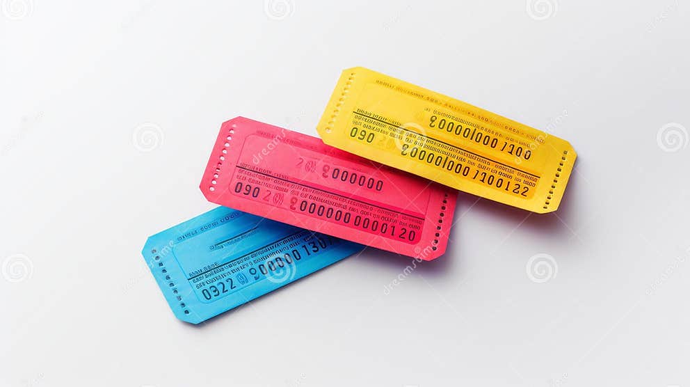 Colorful Trio: Vibrant Raffle Tickets Adding Pop To Events Stock ...