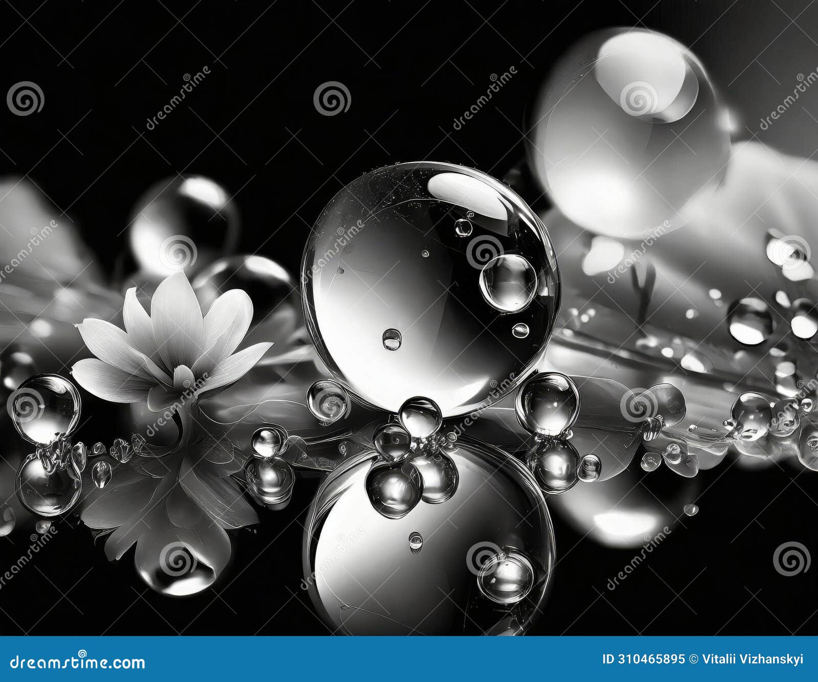 Magic Water Drops on Fairy Flowers, the Background is Permeated with ...