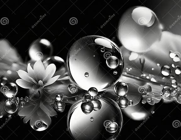Magic Water Drops on Fairy Flowers, the Background is Permeated with ...