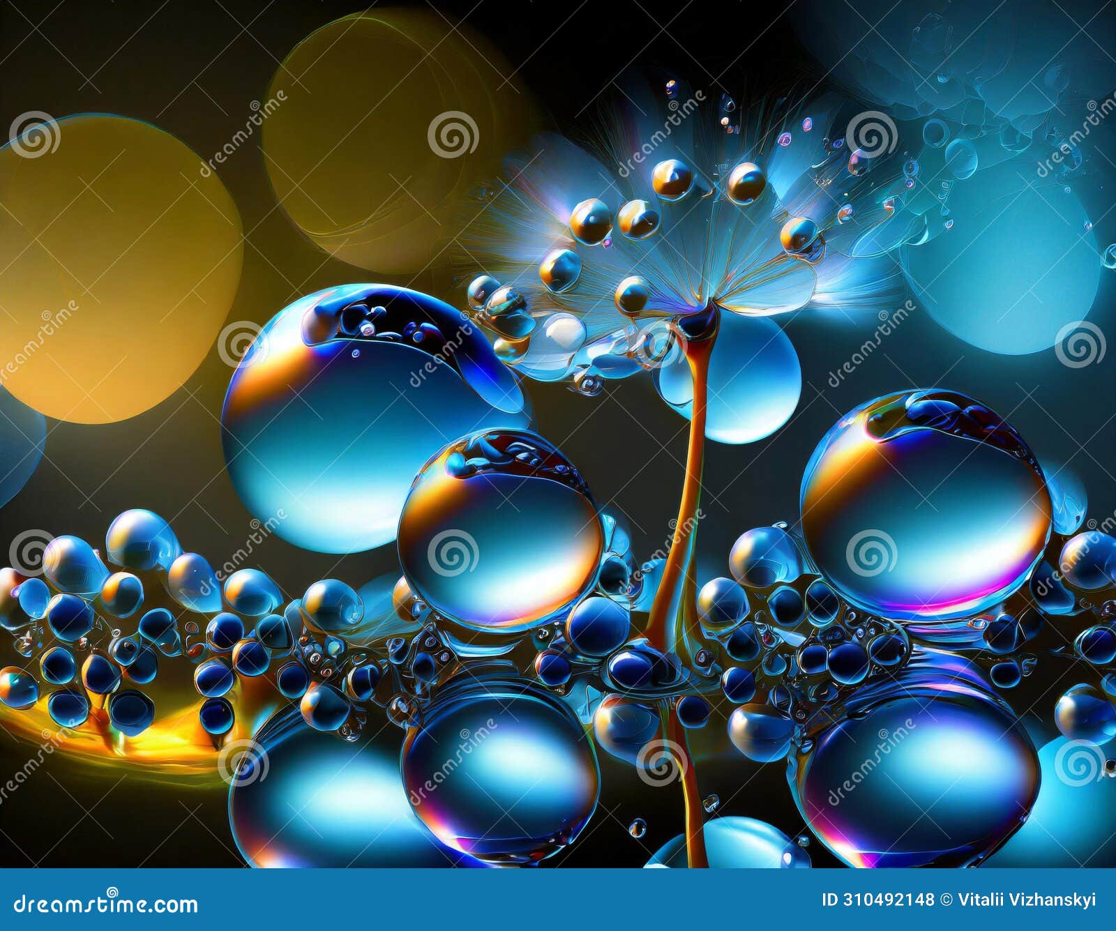 Magic Water Drops on Fairy Flowers, the Background is Permeated with ...