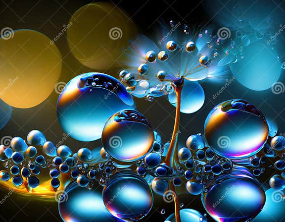 Magic Water Drops on Fairy Flowers, the Background is Permeated with ...