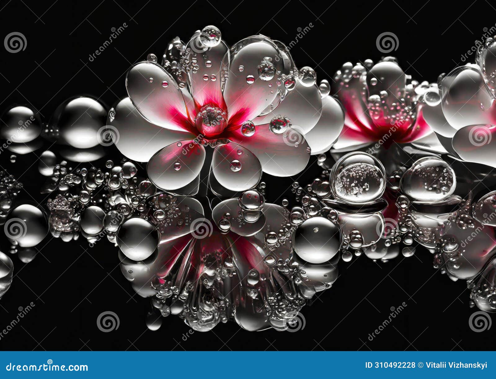 Magic Water Drops on Fairy Flowers, the Background is Permeated with ...