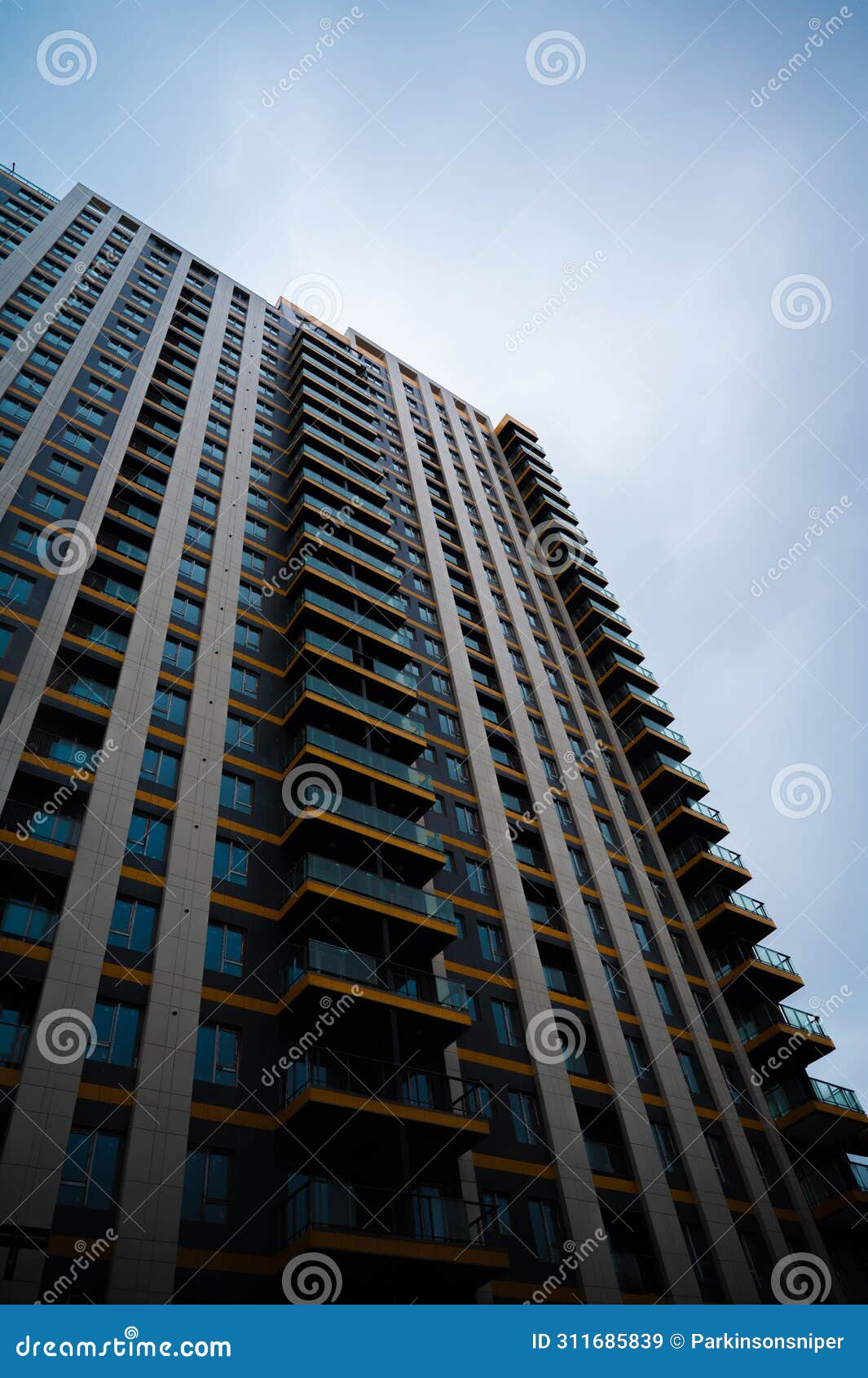 Lofty Apartment Tower Under Overcast Sky Stock Image - Image of ...