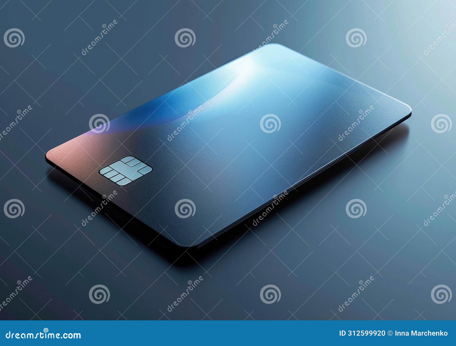 Blank Chip Card, Empty Card. Blank Credit Card Mockup Over on Blue ...