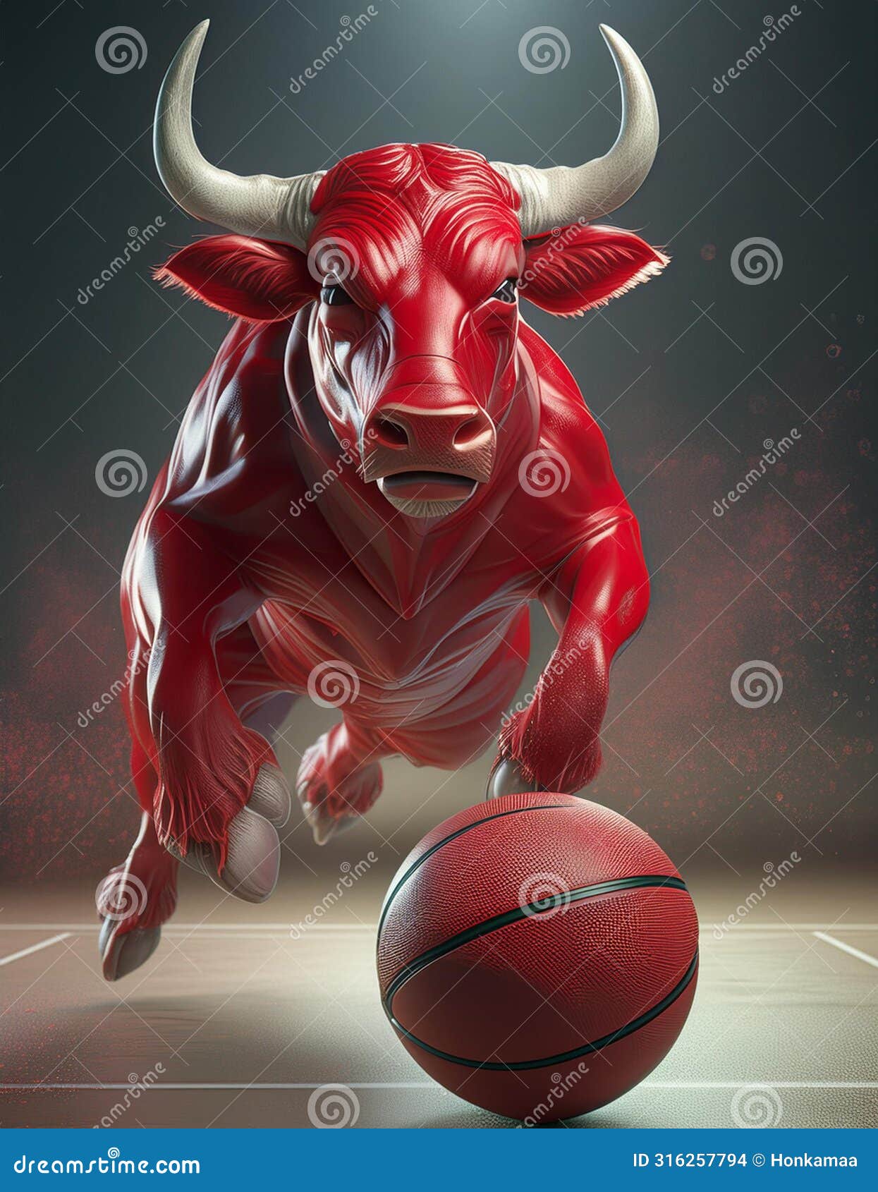 A Red Bull Playing Basketball Stock Illustration - Illustration of ...