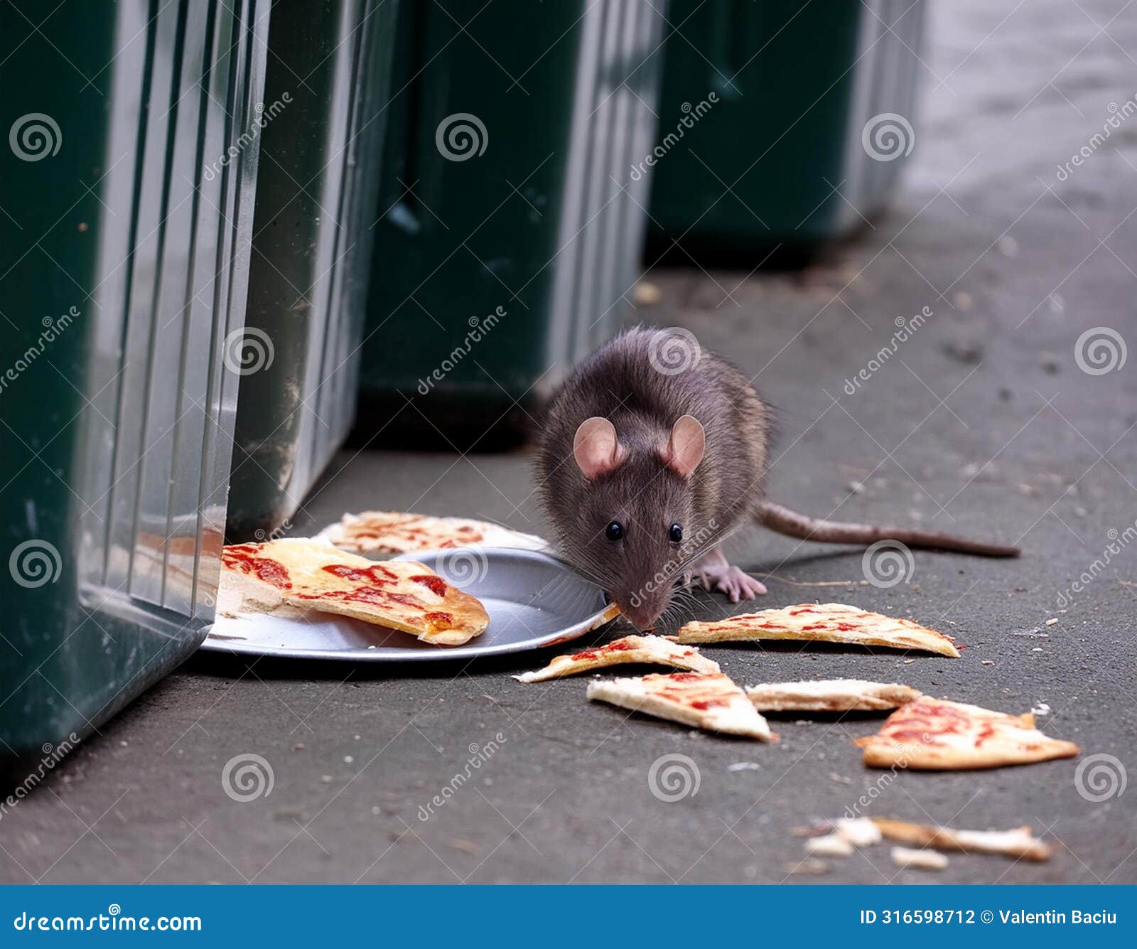 Urban Survivor: Rat Nibbling on Discarded Pizza Crusts Stock ...