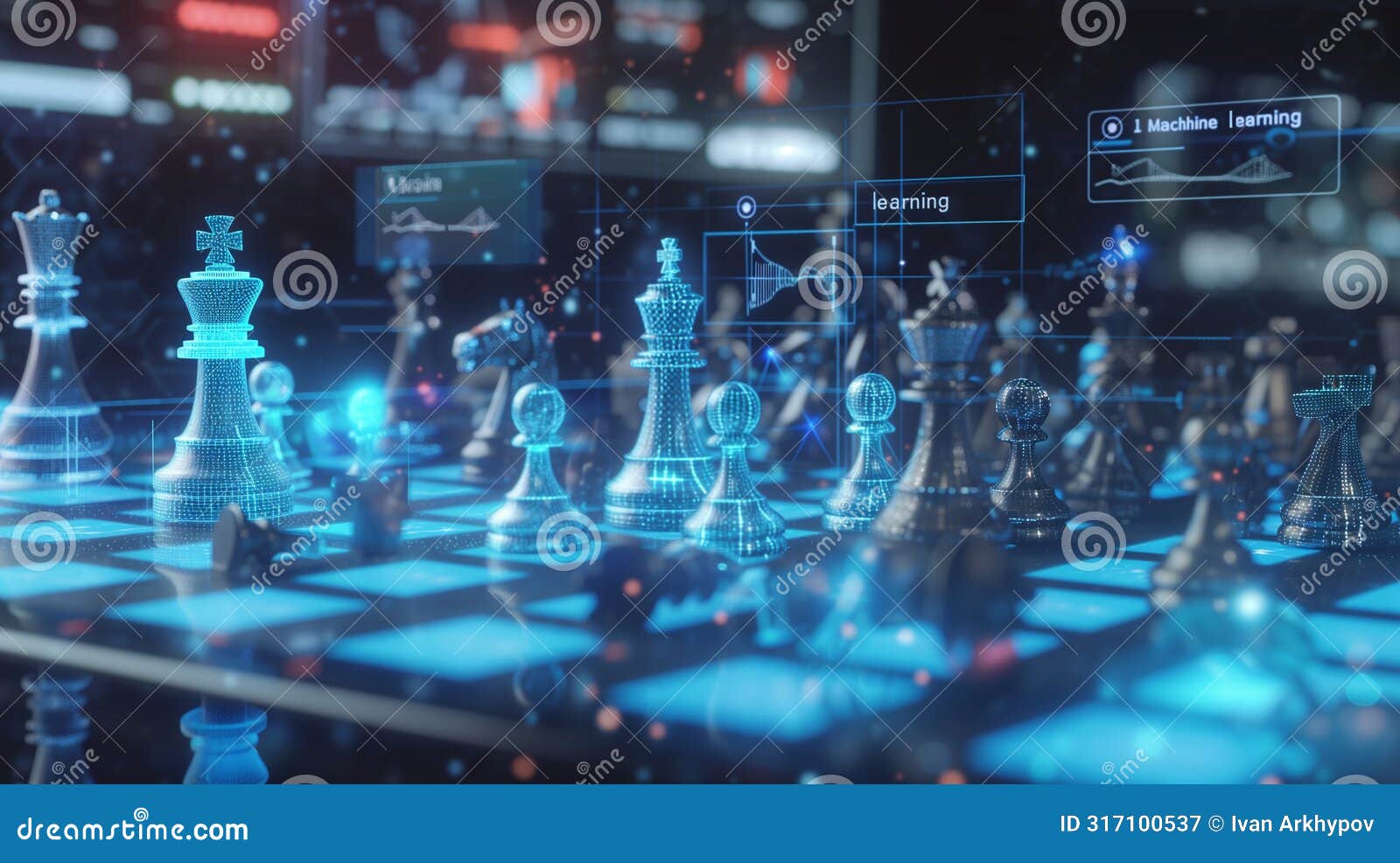 Futuristic AI Chess Strategy Stock Illustration - Illustration of ...