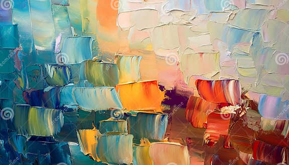 Vivid Color Block Abstract Painting with Palette Knife Technique ...