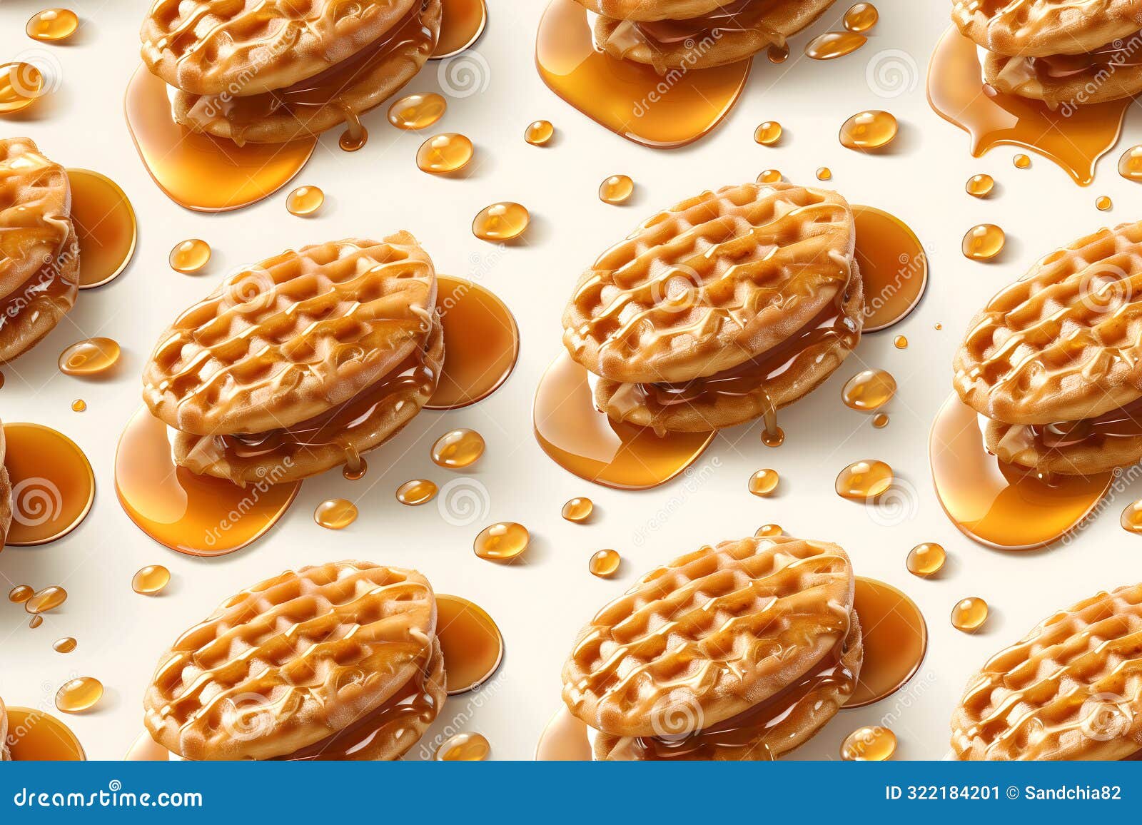 Seamless Row Of Maple Caramel Honey Syrup Drench Of Mini Dutch ...