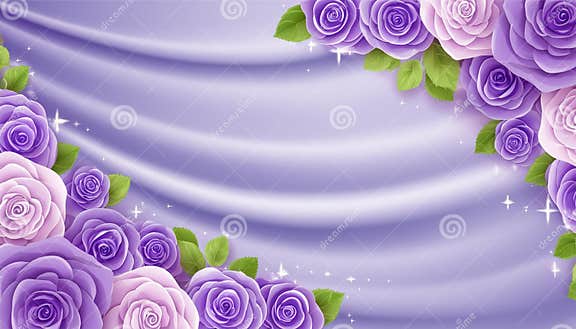 Purple Roses Corner Border Designs. Stock Illustration - Illustration ...