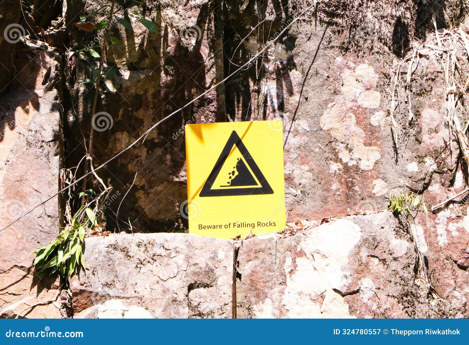 Sign Yellow Aluminum or Symbol Message Notification Beware of Falling ...