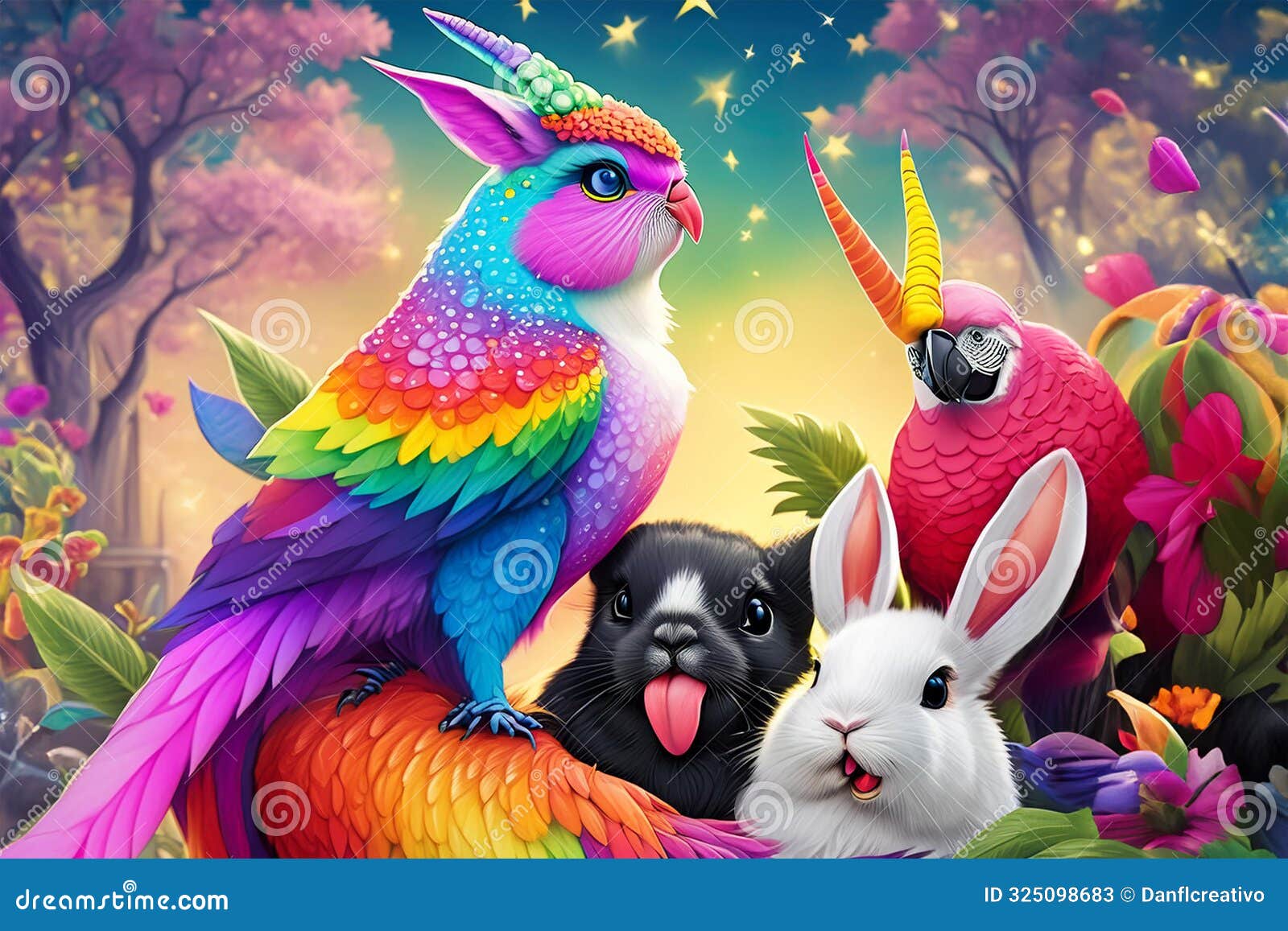 Mutant Animals Roam And Dominate The Cyberpunk Neon City. Stock Image ...