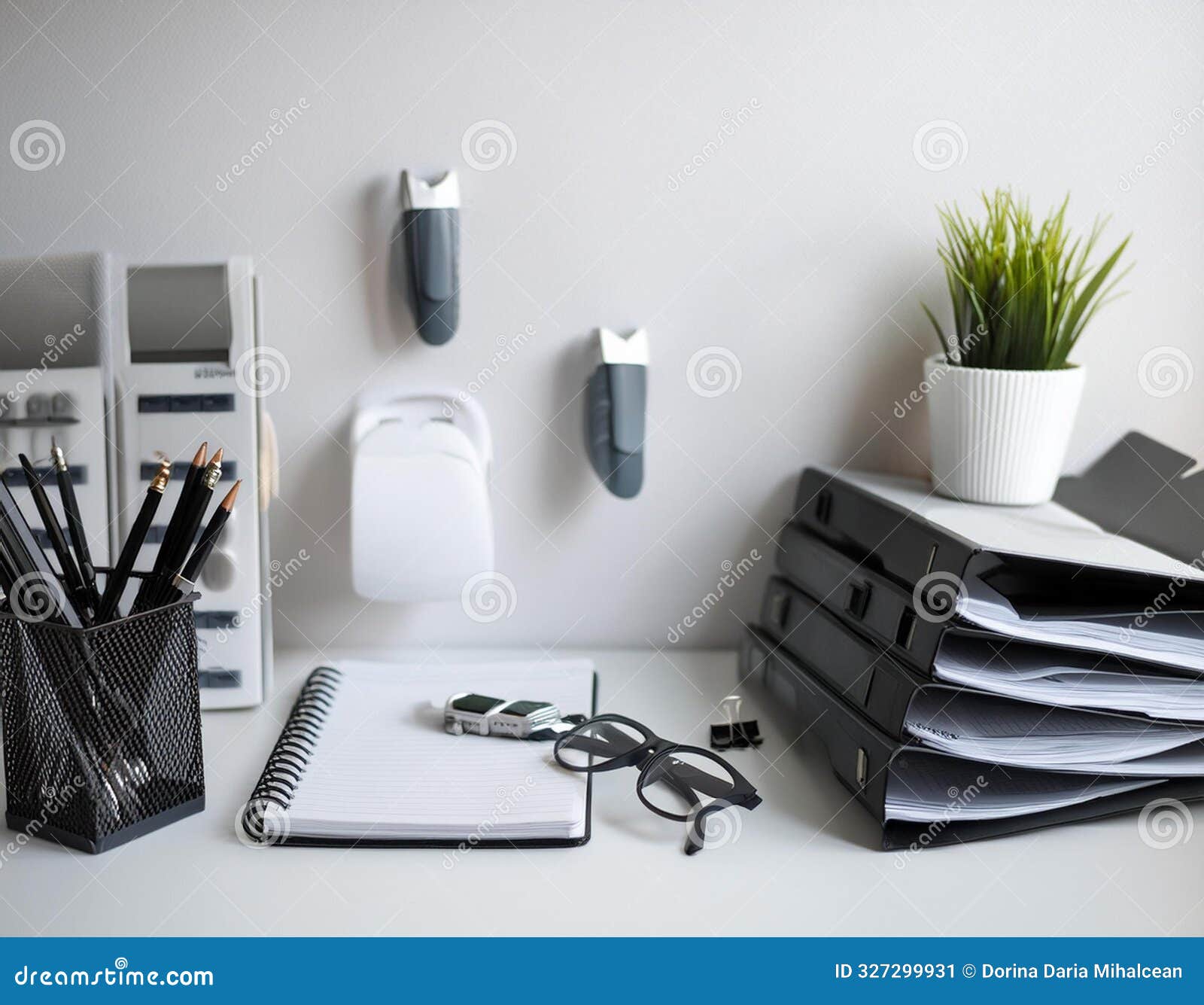 Secretary S Toolkit: Essential Tools on a White Table Stock Image ...