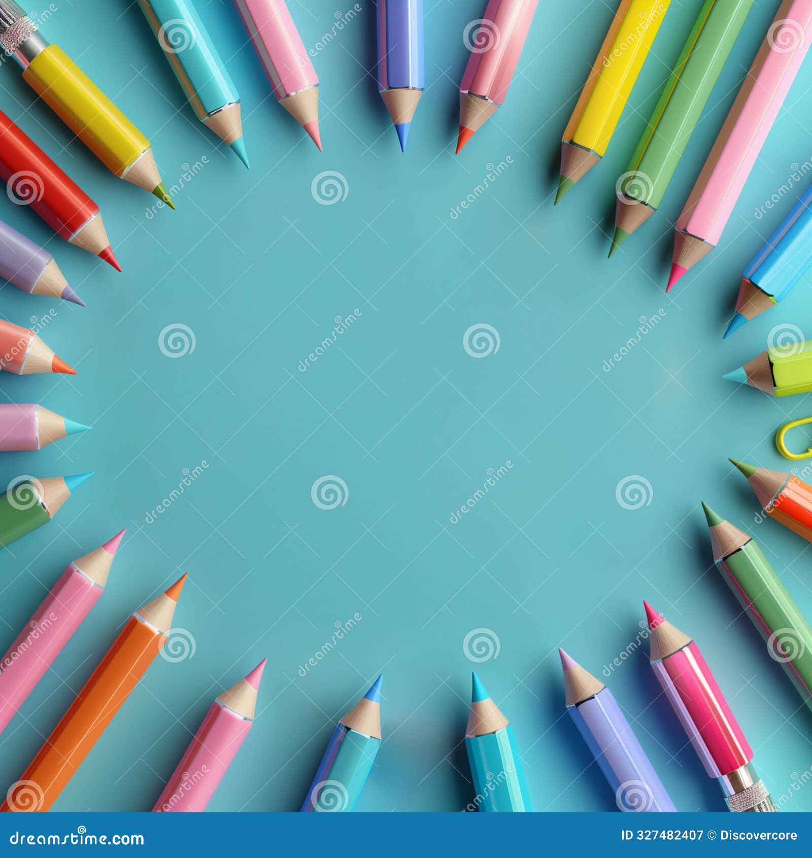Colorful Pencils Arranged on a Vibrant Blue Background Stock ...