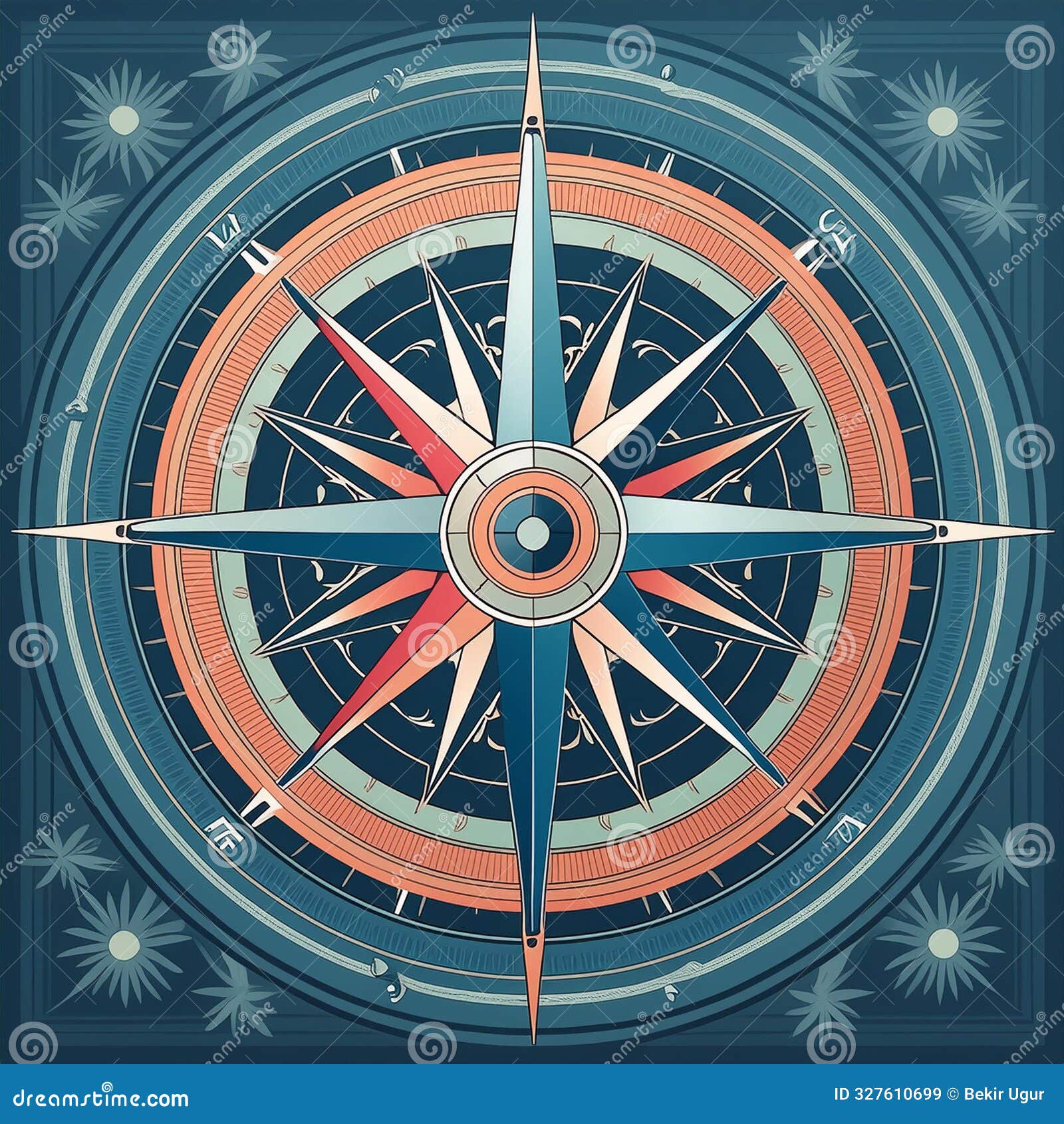 Vector Illustration of a Compass Rose Stock Image - Image of navigator ...