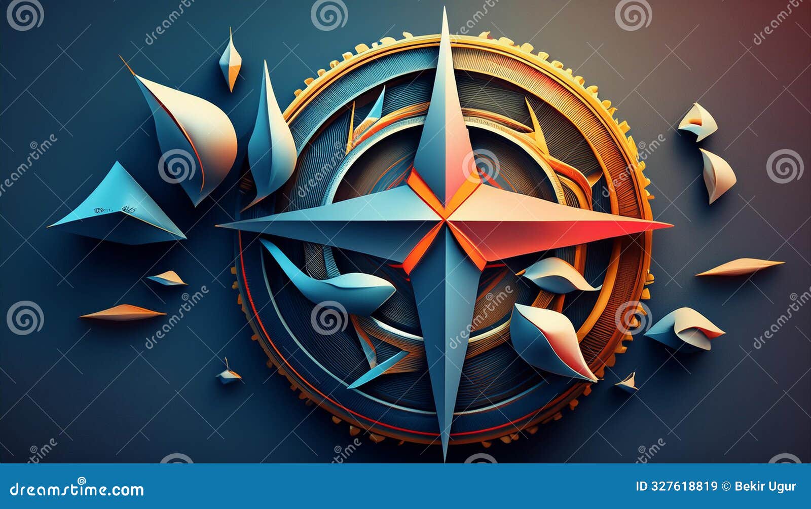 Vector Illustration of a Compass Rose Stock Image - Image of vector ...