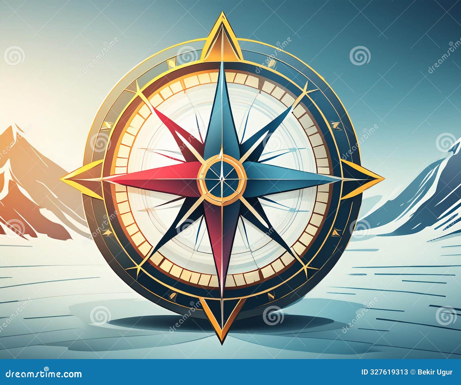 Vector Illustration of a Compass Rose Stock Illustration - Illustration ...