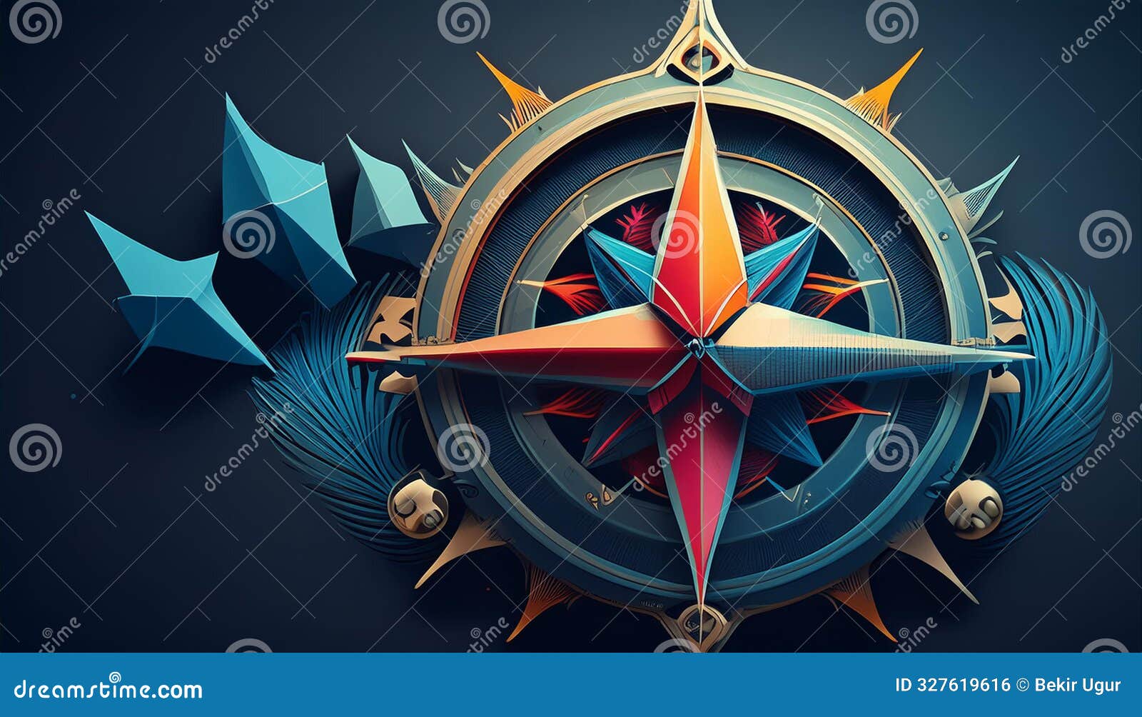 Vector Illustration of a Compass Rose Stock Photo - Image of navigation ...
