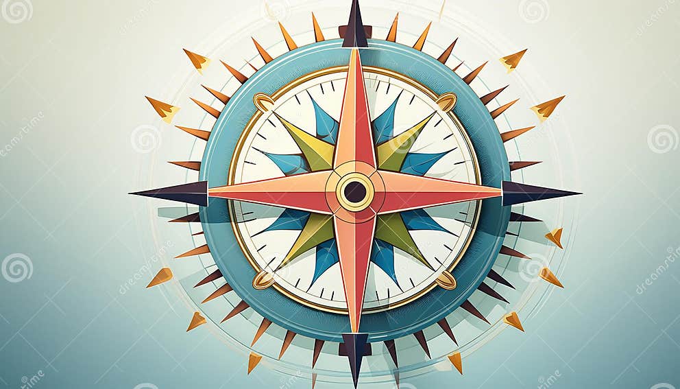 Vector Illustration of a Compass Rose Stock Photo - Image of hand ...