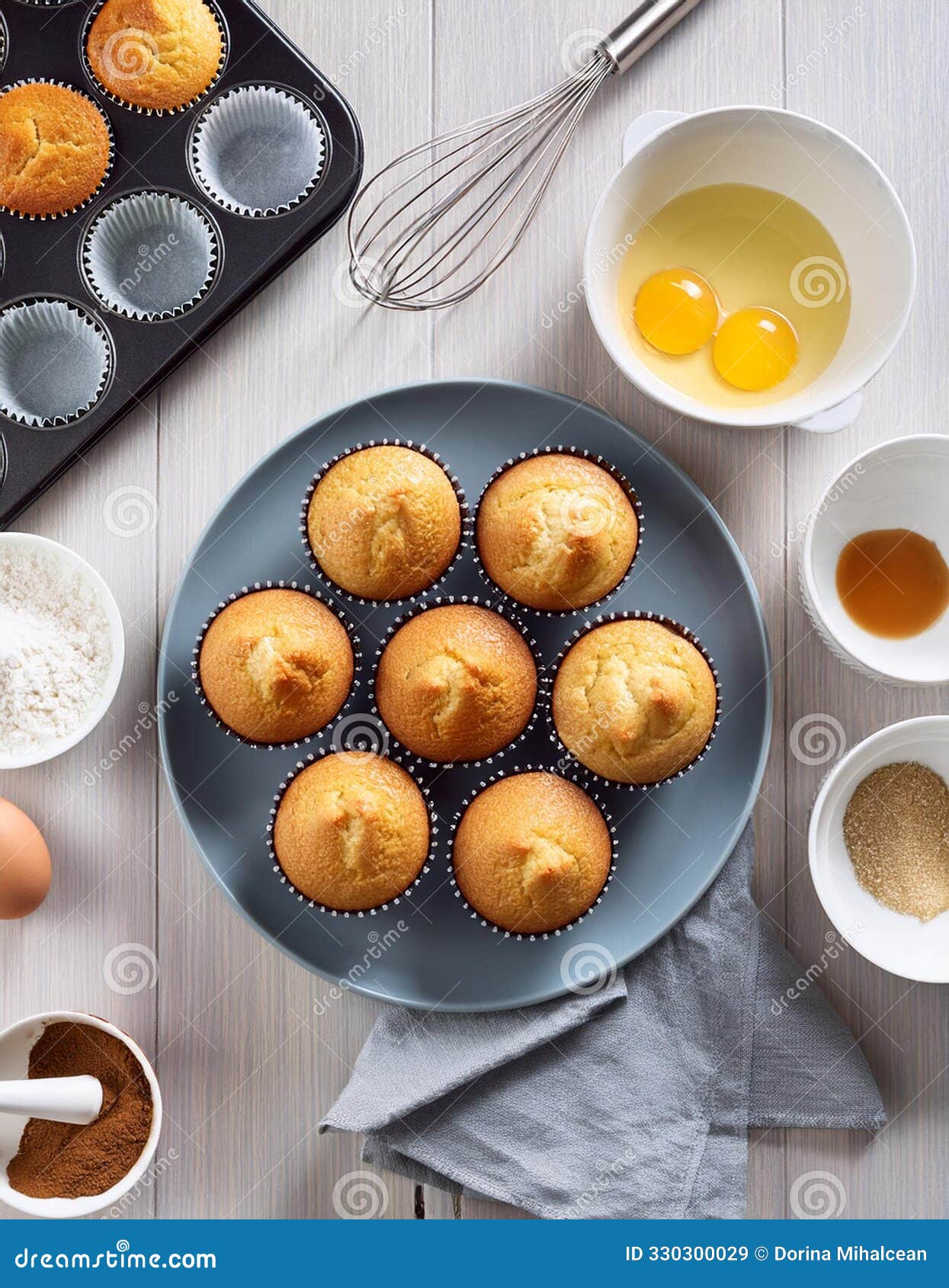 Top View of Muffin Preparation Stock Illustration - Illustration of ...