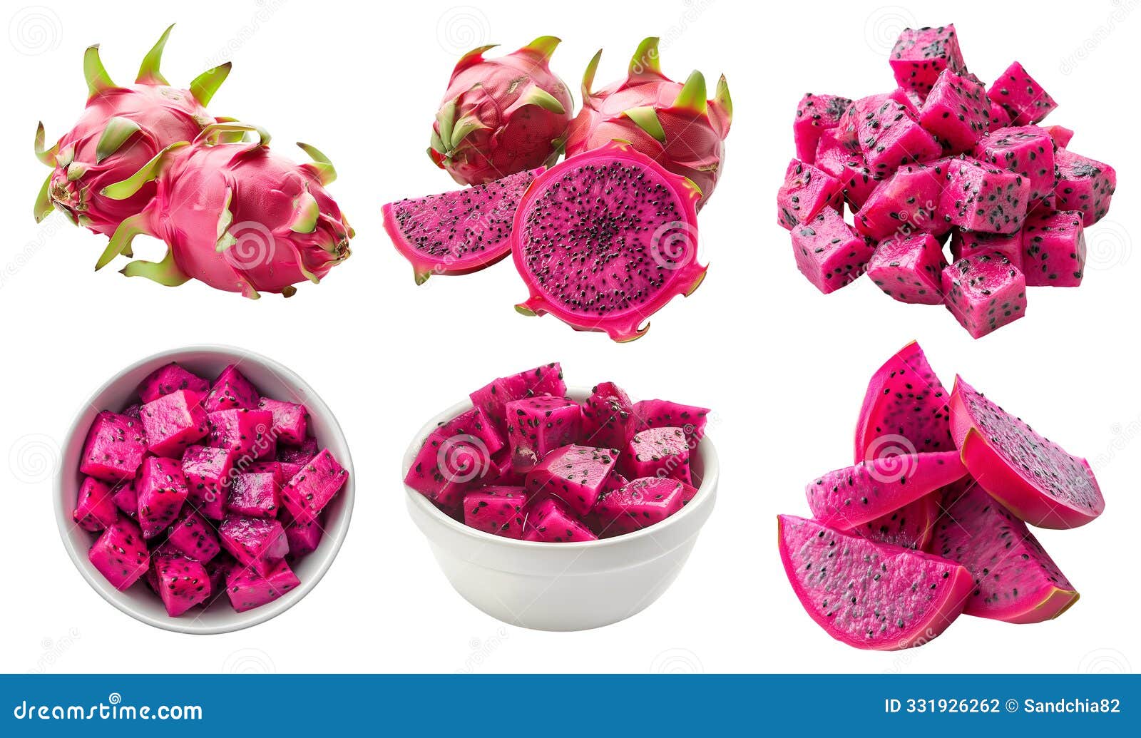 Purple Red Flesh Dragon Fruit Pitaya Pitahaya Fruit, Many Angles View ...