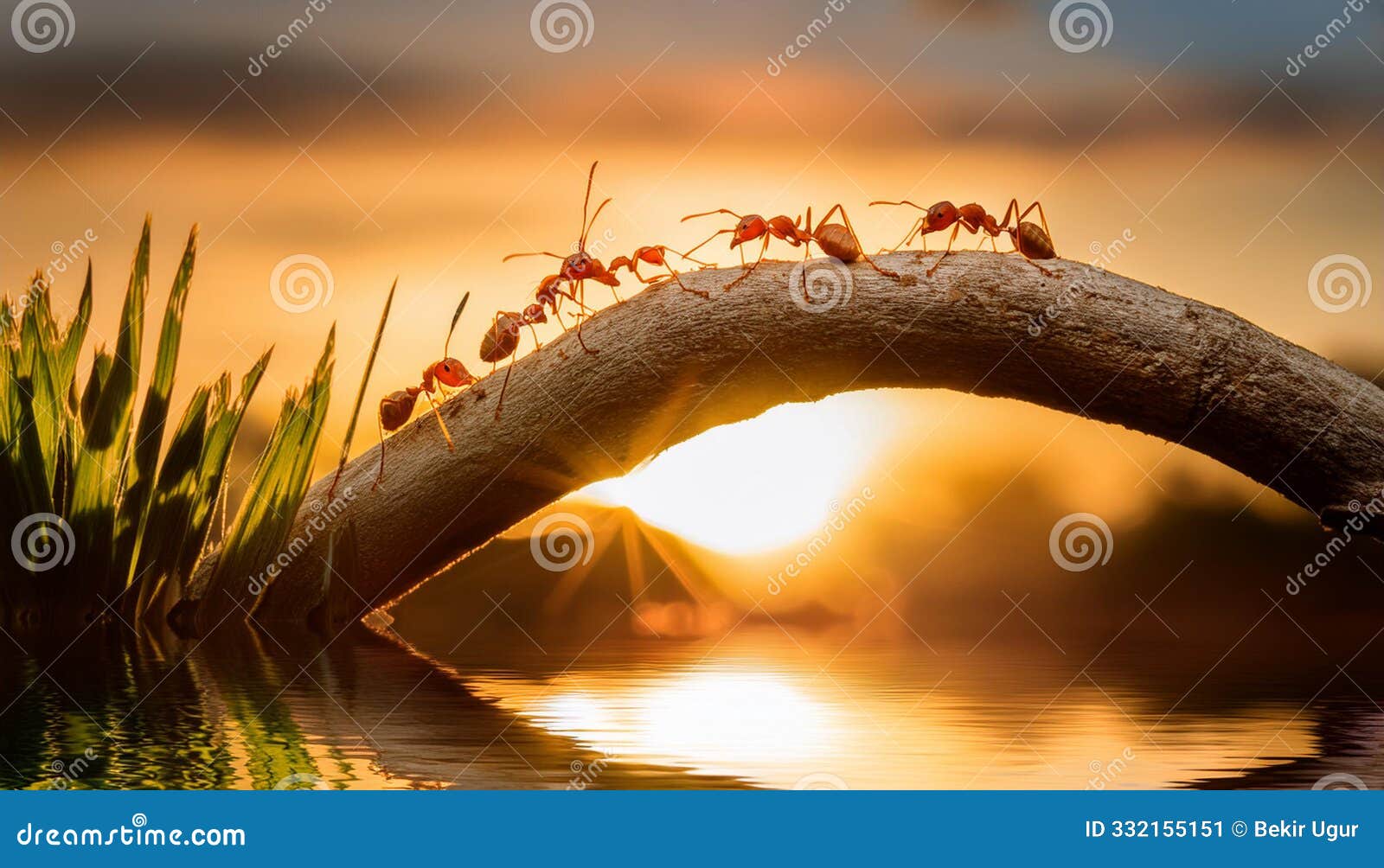 Team of Ants Work Constructing Bridge, Teamwork. Team of Ants ...
