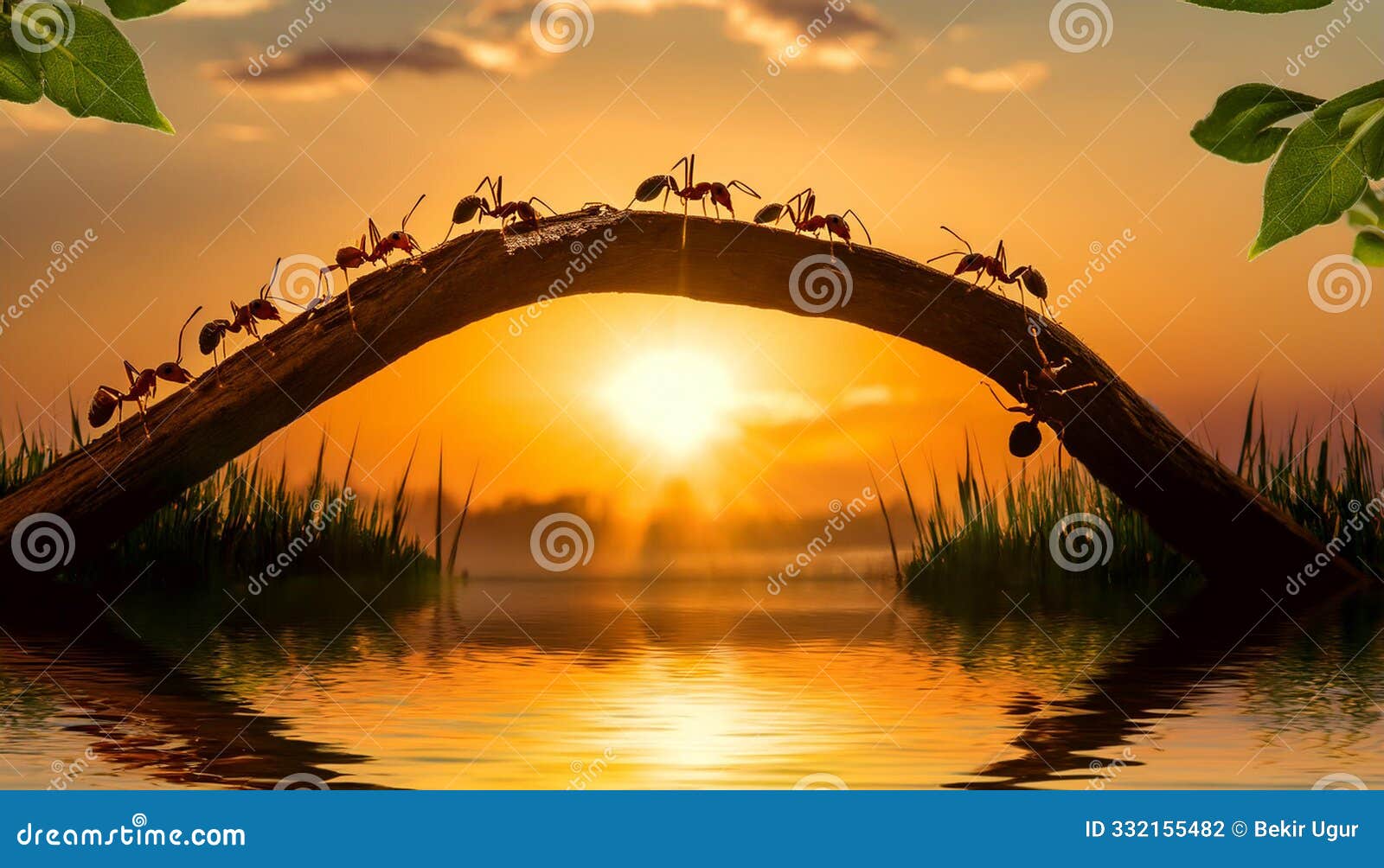 Team of Ants Work Constructing Bridge, Teamwork. Team of Ants ...