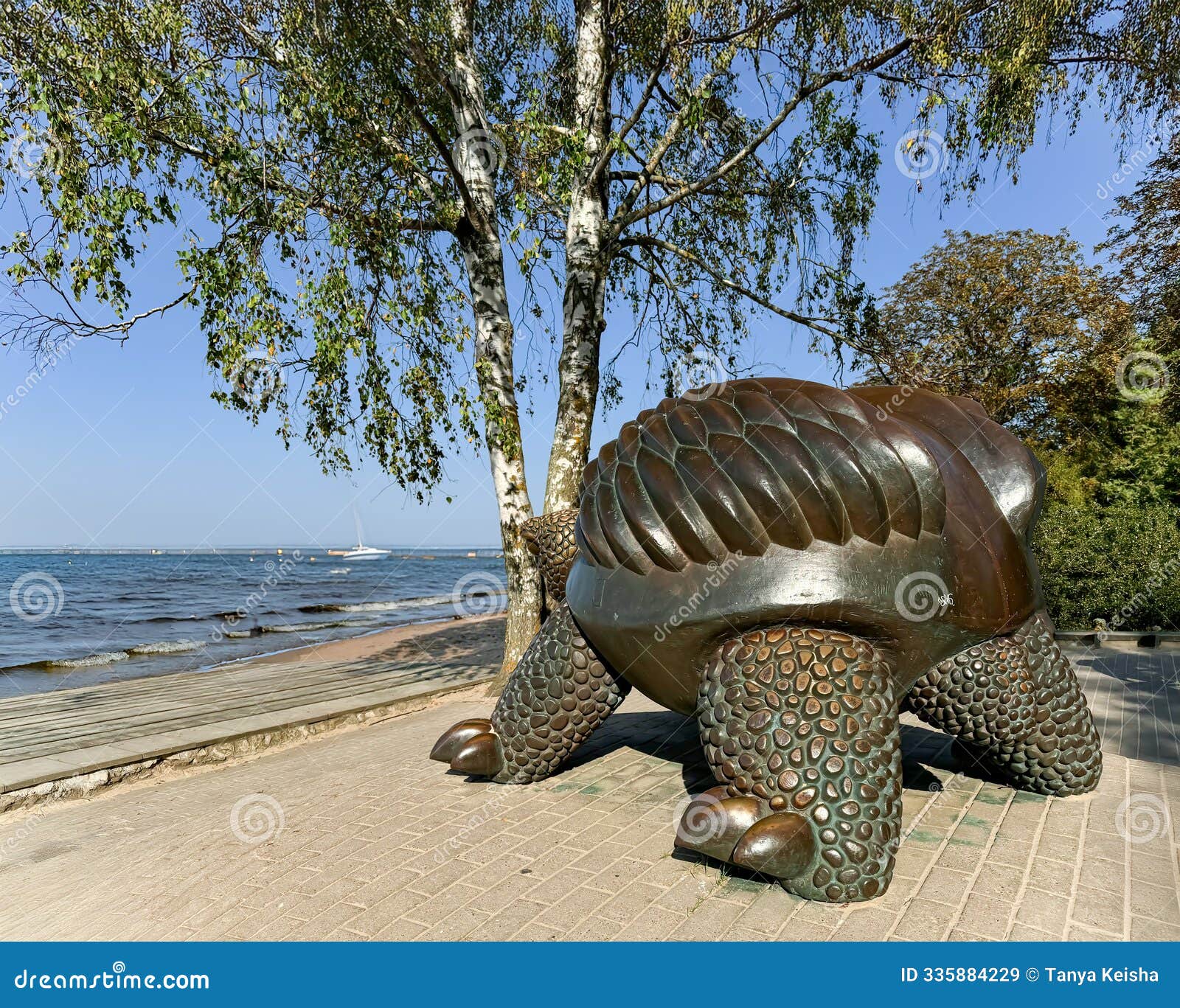 The Bronze Sculpture Turtle Stands on the Shore of the Baltic Sea ...