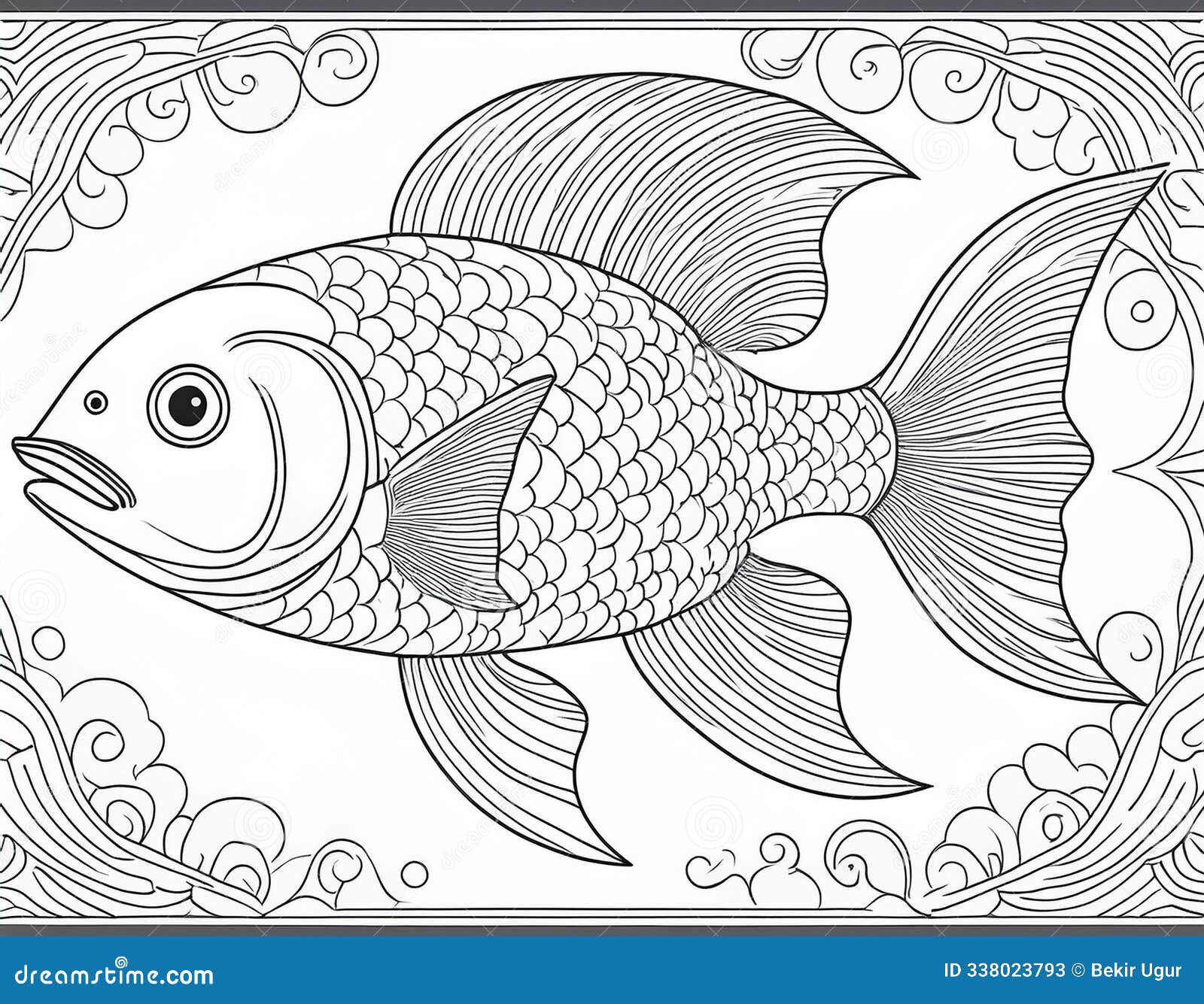 Fish Pattern Coloring Pages Illustration Contour. Stock Illustration ...